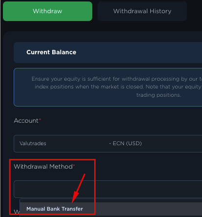 Making a Withdrawal via Bank Transfer – Valutrades Help Center